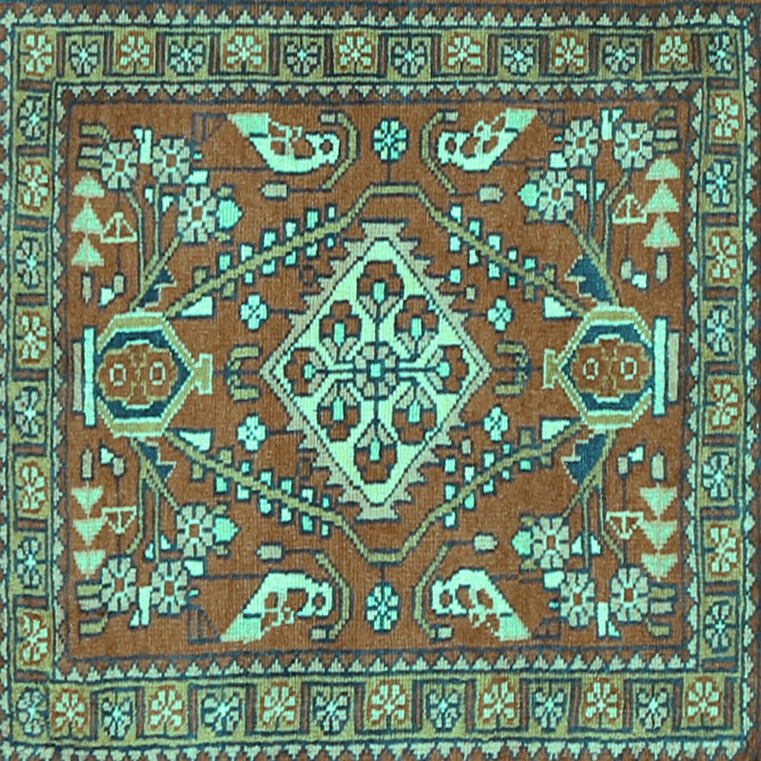 Ahgly Company Indoor Square Persian Turquoise Blue Traditional Area ...