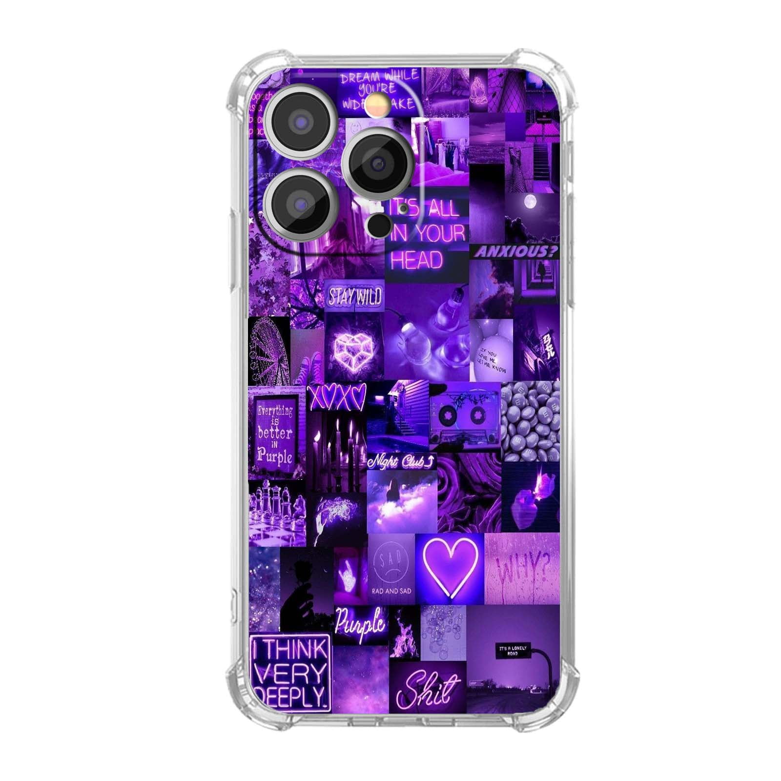 Blue Neon Lamp Collage Case for iPhone 13 Pro Max,Aesthetic Art Design Pattern Soft Full TPU ...