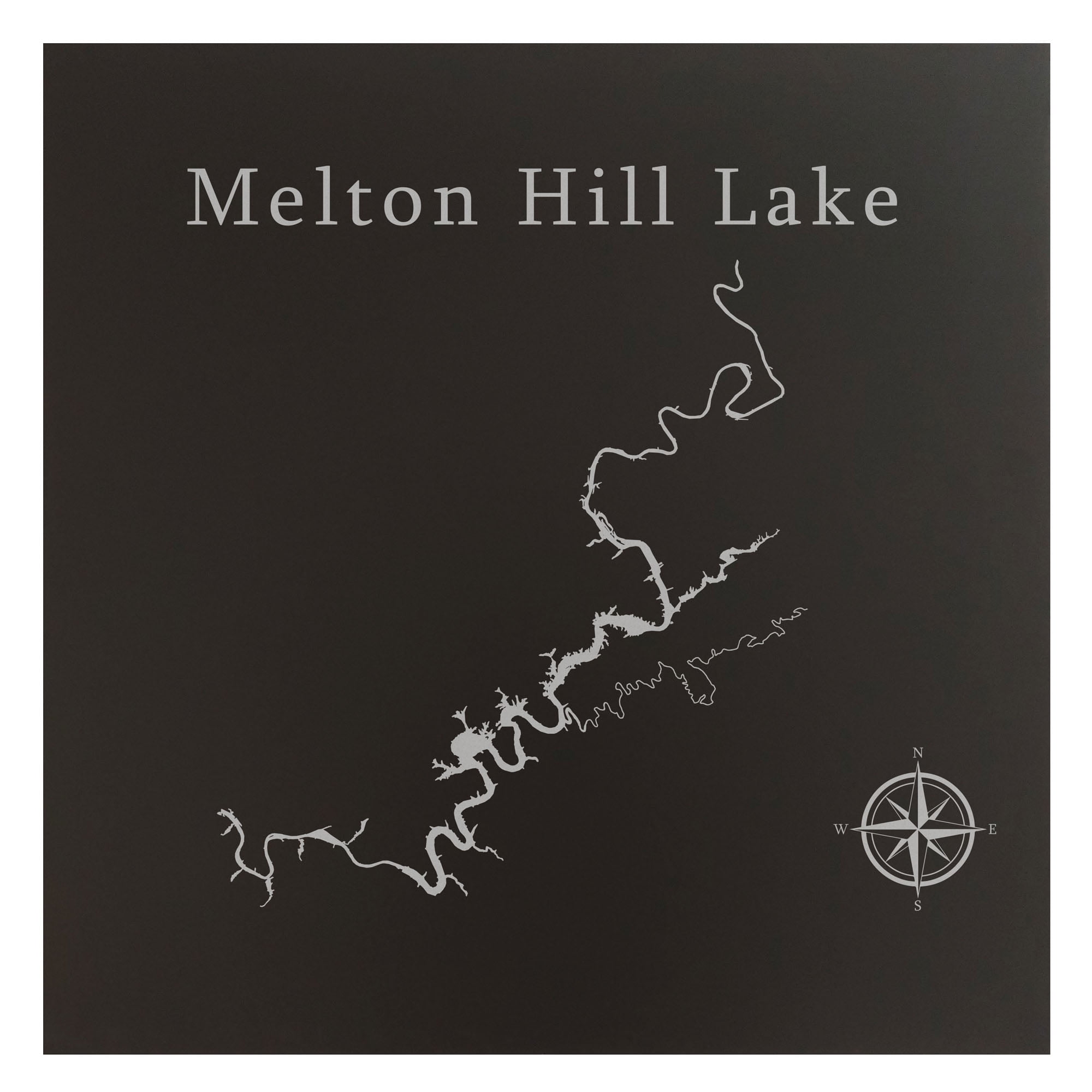 Melton Hill Lake Map 24x24" Black Metal Wall Art Office Decor Gift ...
