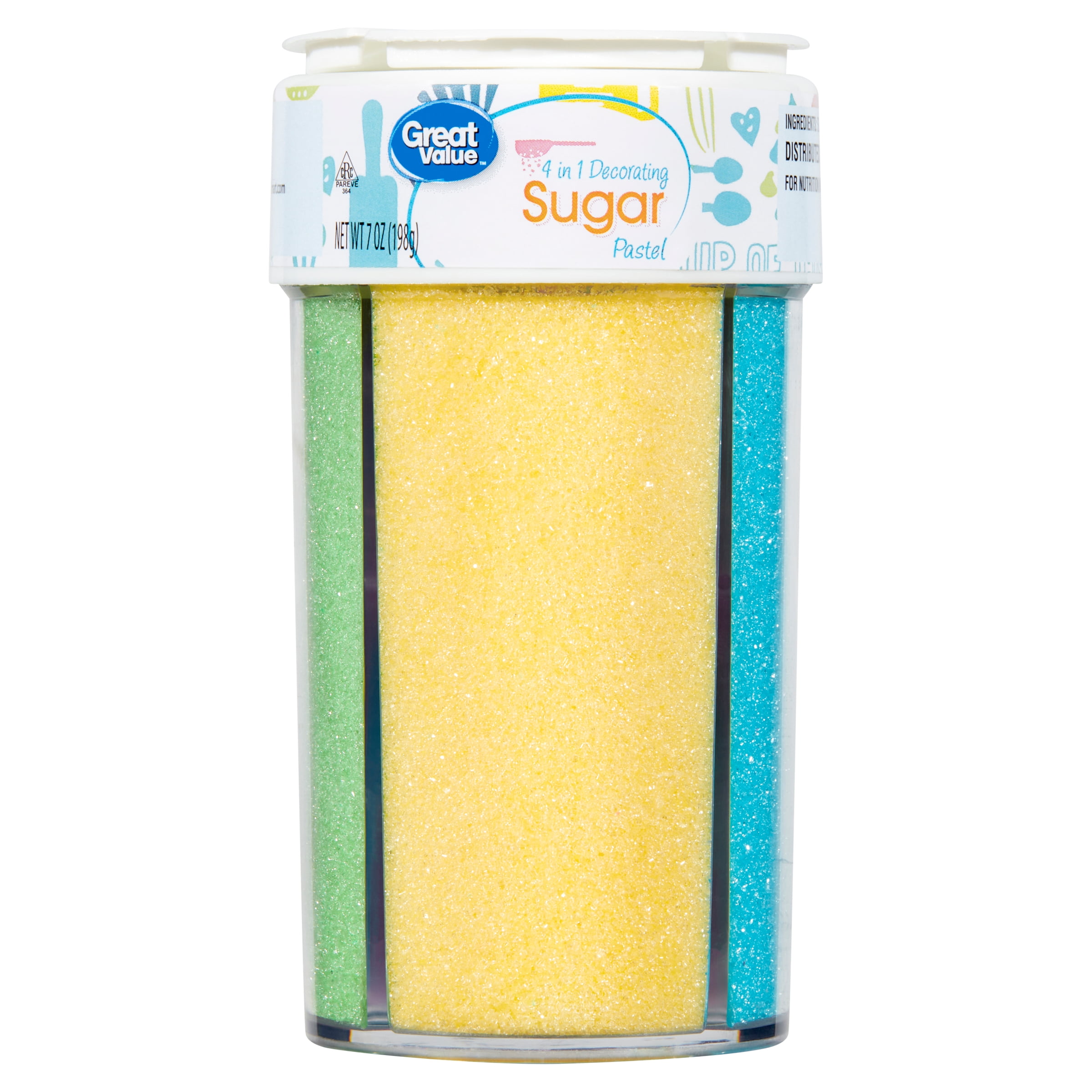 Great Value 4 in 1 Decorating Sugar, Pastel, 7oz - Dessert Toppings ...