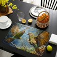 4pcs, Two green birds placemats, fashion print pattern table mat, for ...