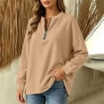 Casual Tops for Women Trendy Solid Zipper Crew Neck Long Sleeve Tops ...