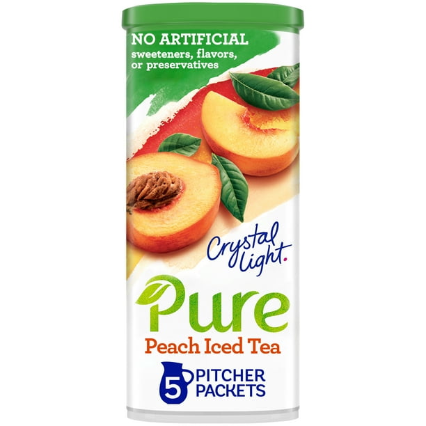 Crystal Light Pure Peach Iced Tea Powder Drink Mix with No Artificial ...