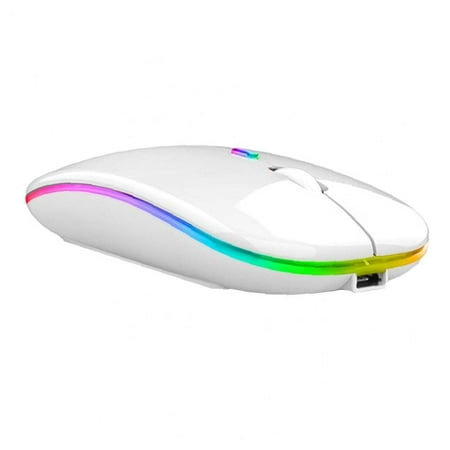Wireless Mouse RGB Optical Cordless Computer Mice Rechargeable USB ...