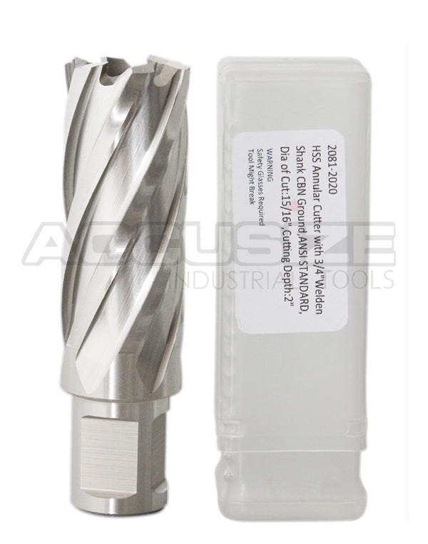 Accusize 15/16'' Cutting Dia, 3/4'' Weldon Shank, 2'' Cutting Depth H.S ...