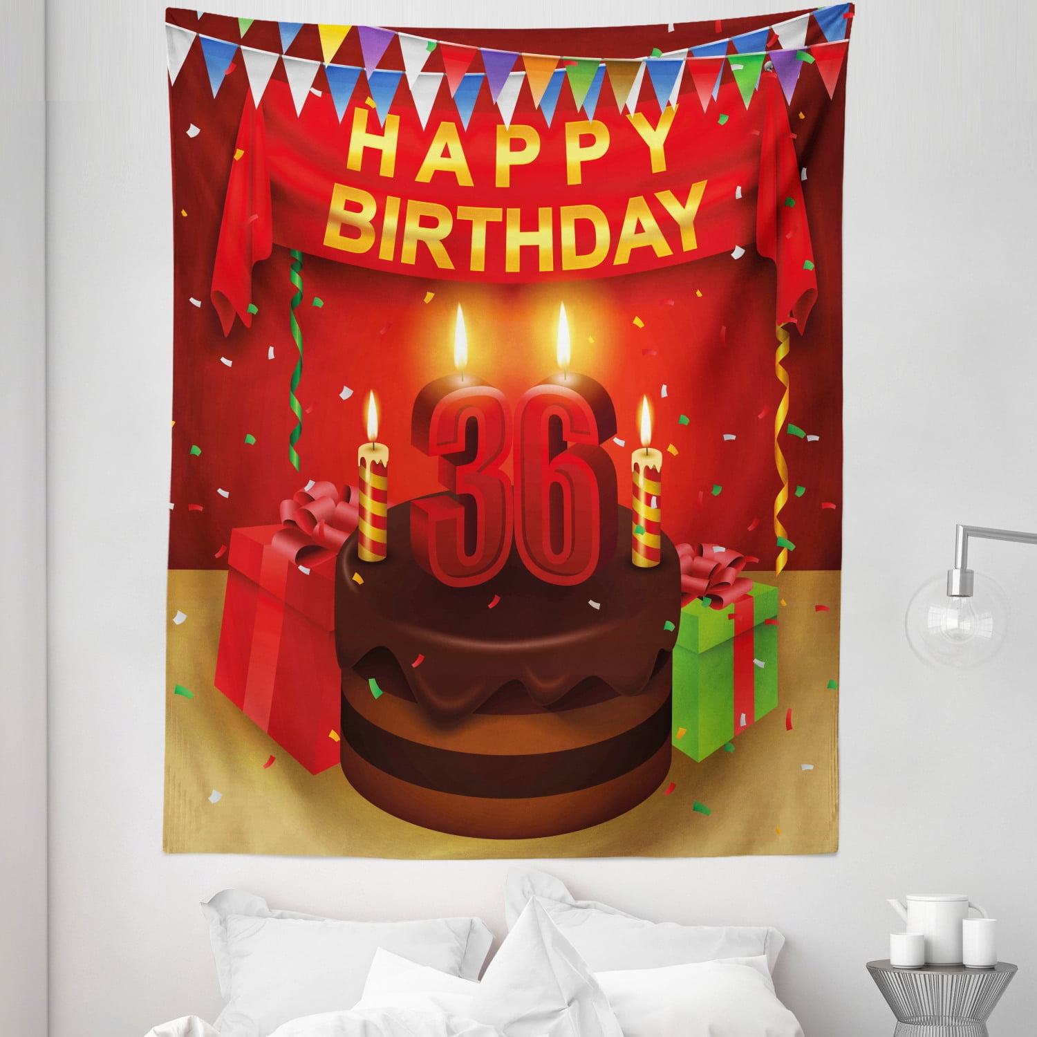 36th Birthday Tapestry, Celebration Party with Cake Candles and ...