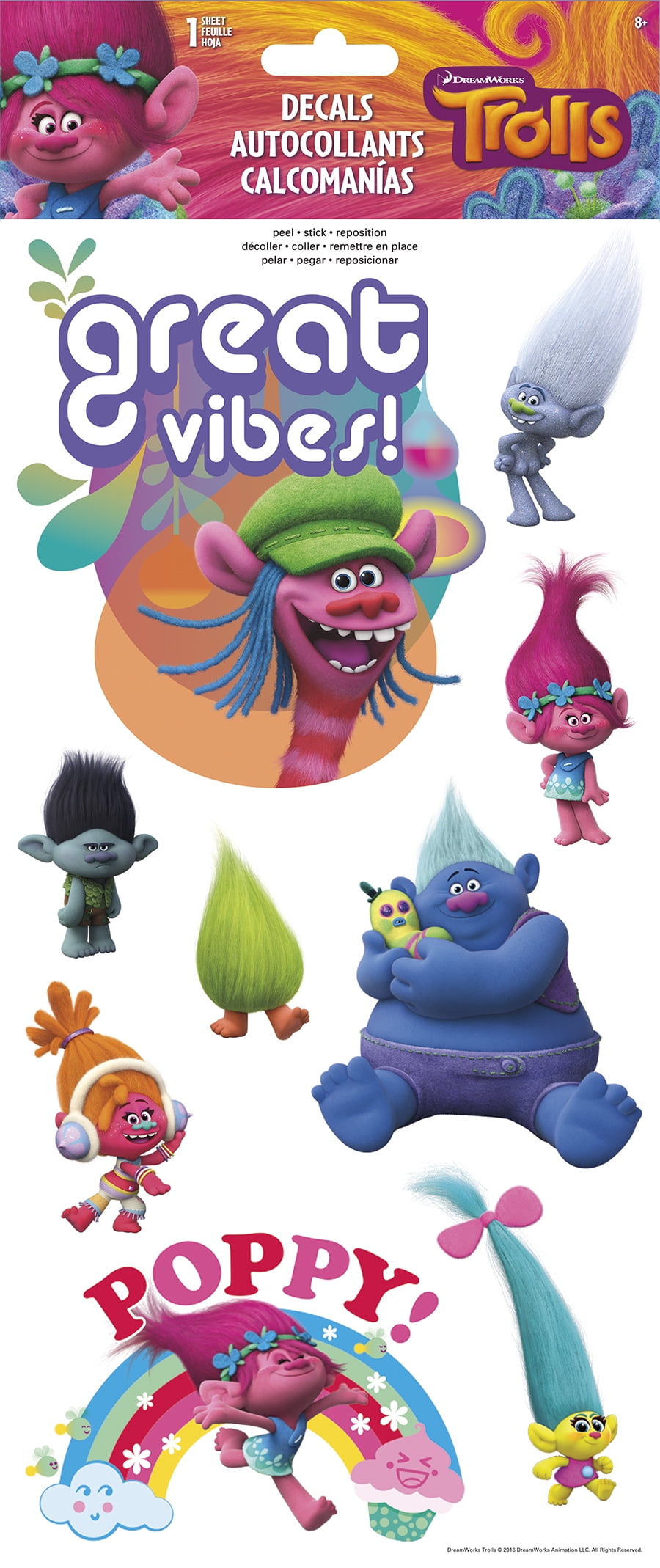 Troll Head Waterproof Stickers Floral Sticker Garden Trolls Sticker ...