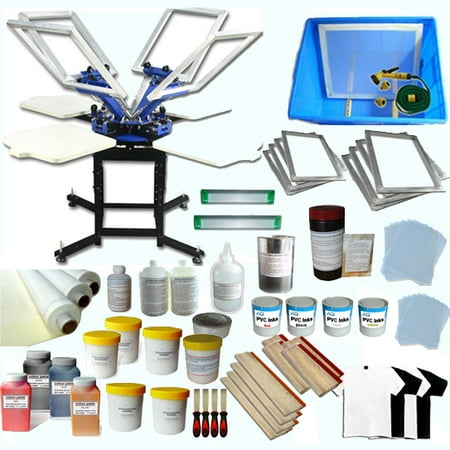 INTBUYING 4 Color Silk Screen Printing Kit 4 Color 4 Station Screen ...