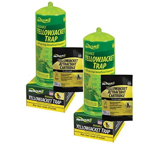 RESCUE Non-Toxic Reusable Yellowjacket Trap and 10 Week Refills, 2 Pack ...