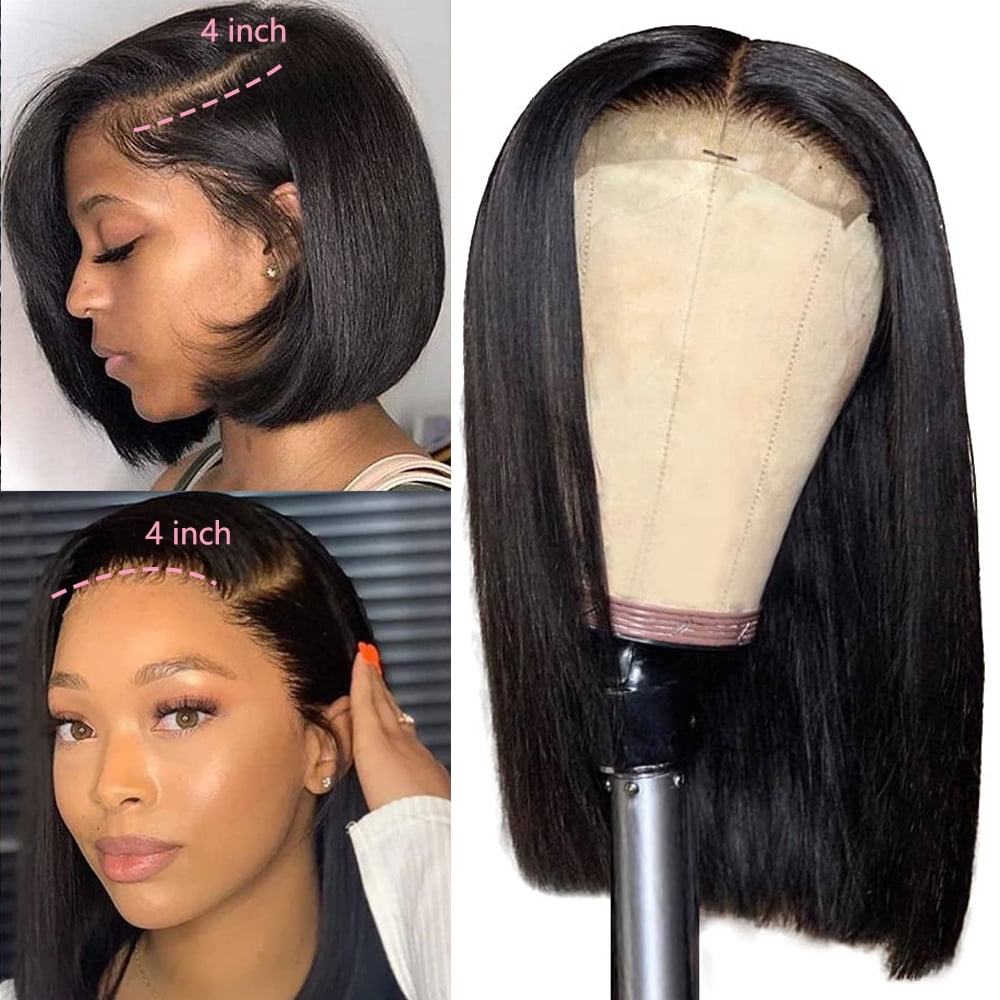 Aceolave 4x4 Bob Lace Front Wigs Human Hair Brazilian Short Bob Wig Pre