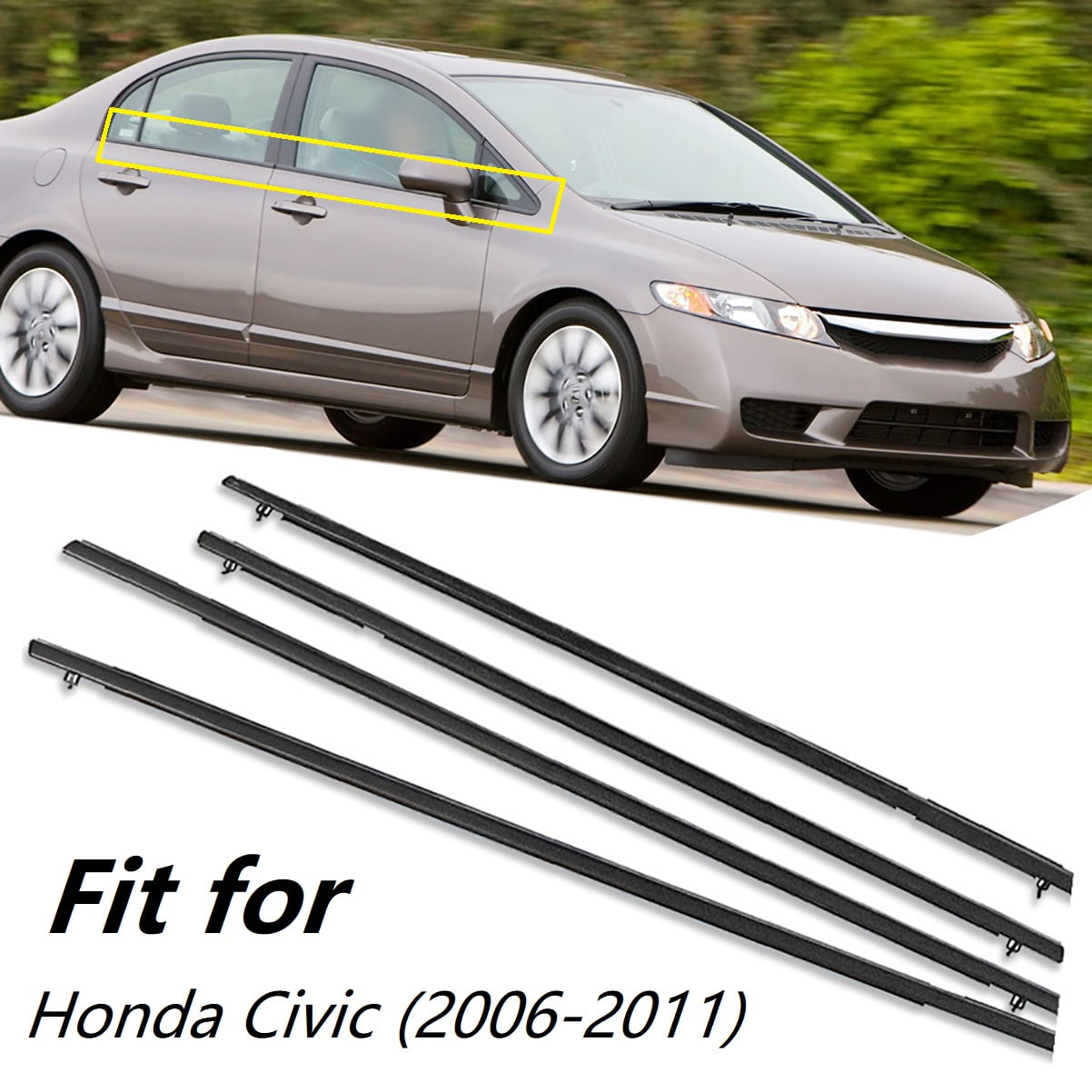4Pcs Car Window Exterior Trim Strips Seal Weatherstrips Fit for Honda ...