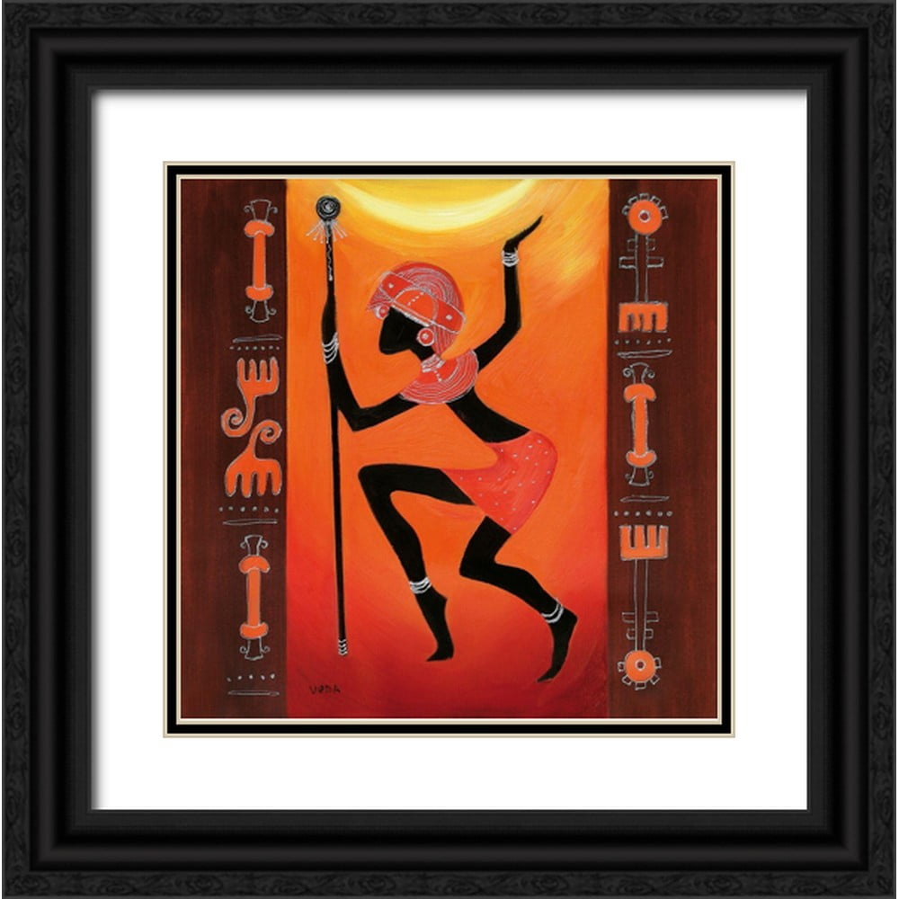 Veda 20x20 Black Ornate Wood Framed with Double Matting Museum Art ...