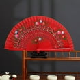 Elegant Handcrafted Wooden Folding Fan Chinese Painting Decoration ...