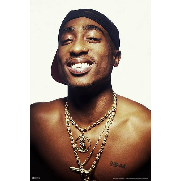 Laminated Tupac Posters 2Pac Poster Smiling Gold Chain Photo 90s Hip ...