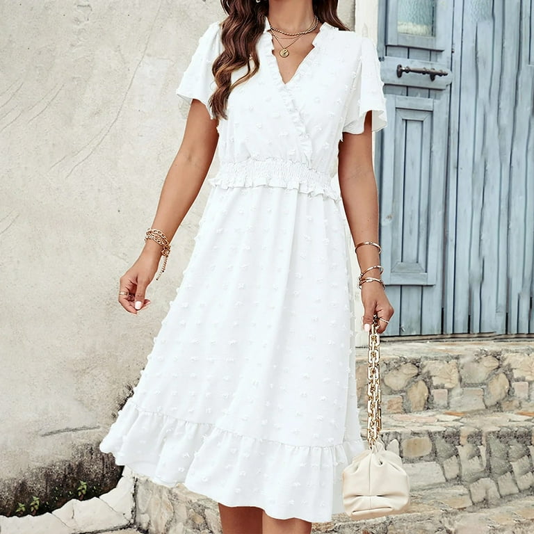 Casual White Dresses With Sleeves