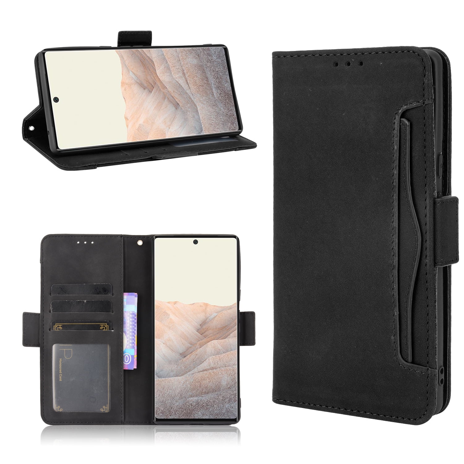 Pixel 6 Wallet Case, Flip Folio Stand PU Leather Protective Magnetic ...