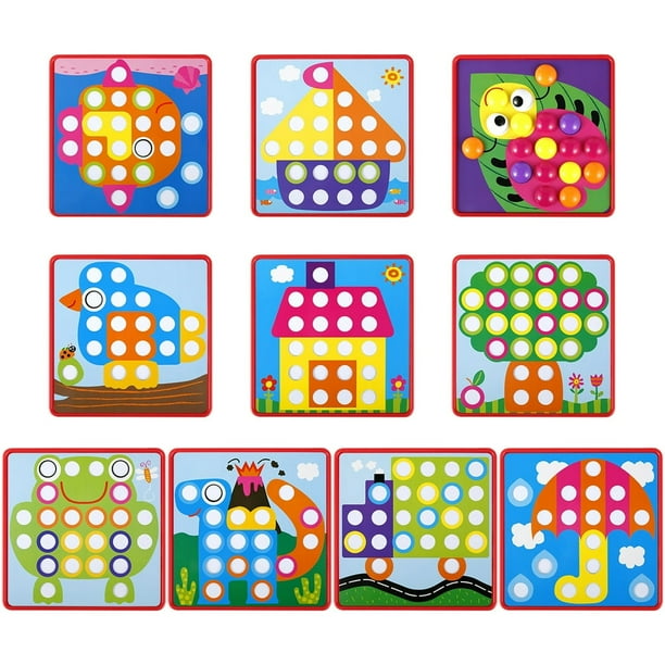 DIY Button Art Toy for 3+ Years Old Kids Educative Button Pegboard ...