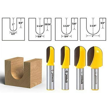 3 Bit Glass Door Router Bit Set - Round-Over Bead - 1/2" Shank - Yonico ...