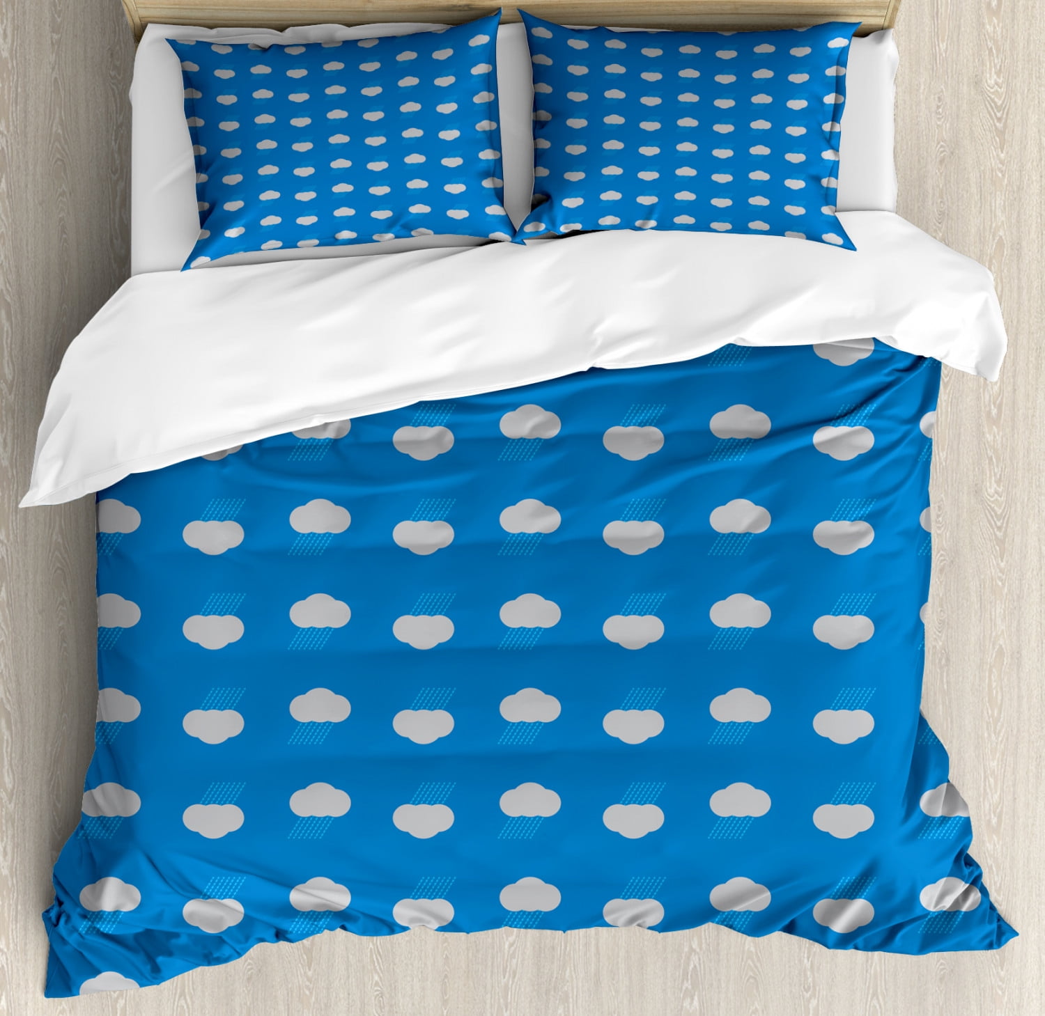 Cumulus Duvet Cover Set King Size, Illustration of Repetitive Rainy ...