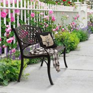 GDF Studio Stassi Outdoor Traditional Cast Aluminum Bench, Bronze ...
