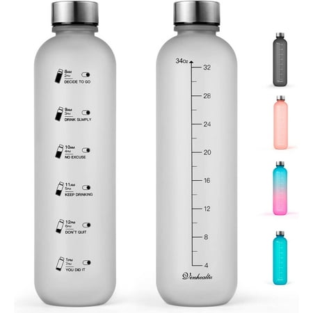 Motivational Water Bottle with Marks: 32 oz (1 Liter) Daily Water ...