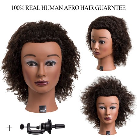 HTAIGUO 004 Afro 100% Human Hair Training head Cosmetology Mannequin ...