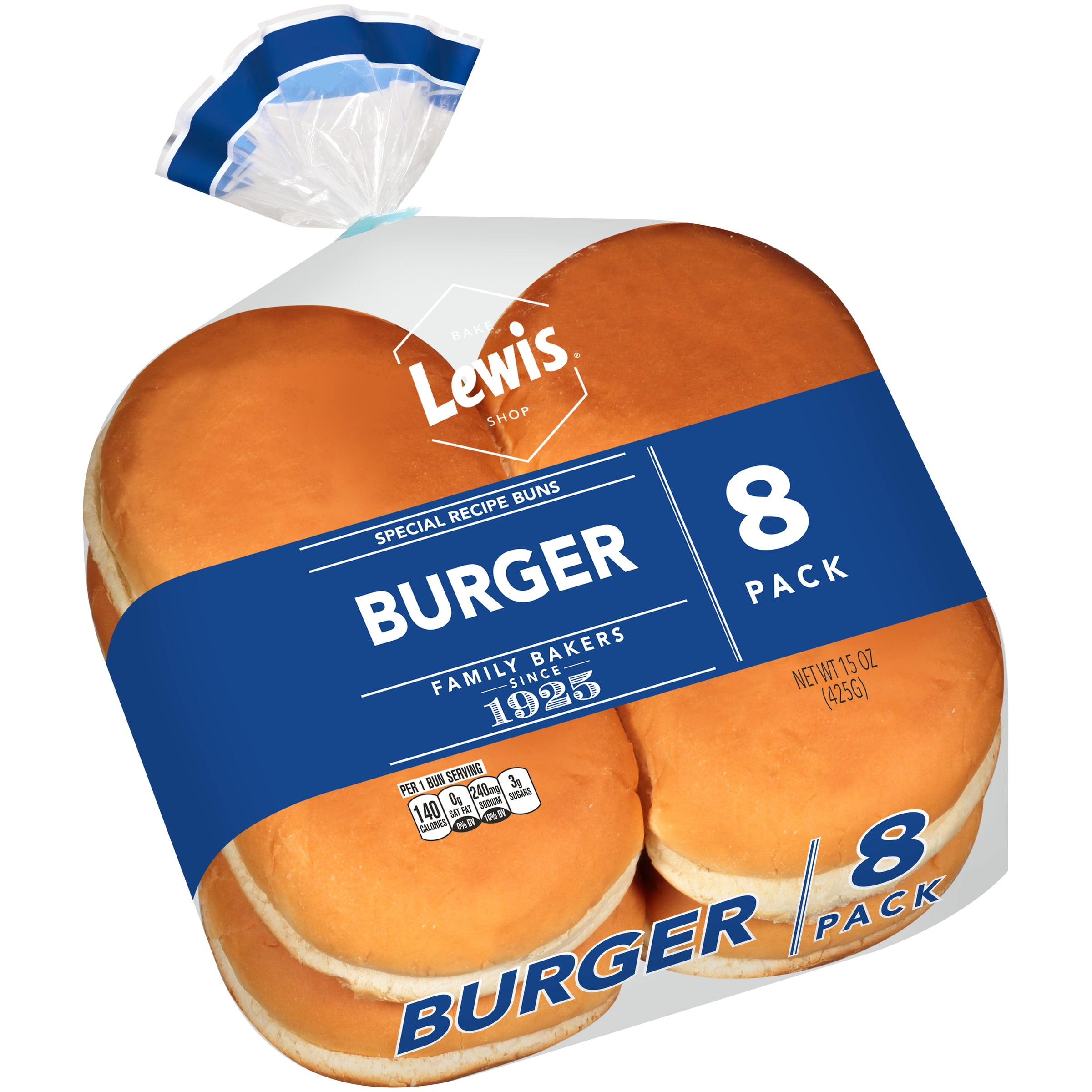 Lewis Bake Shop White Burger Buns, 15 oz, 8 Count - Walmart.com