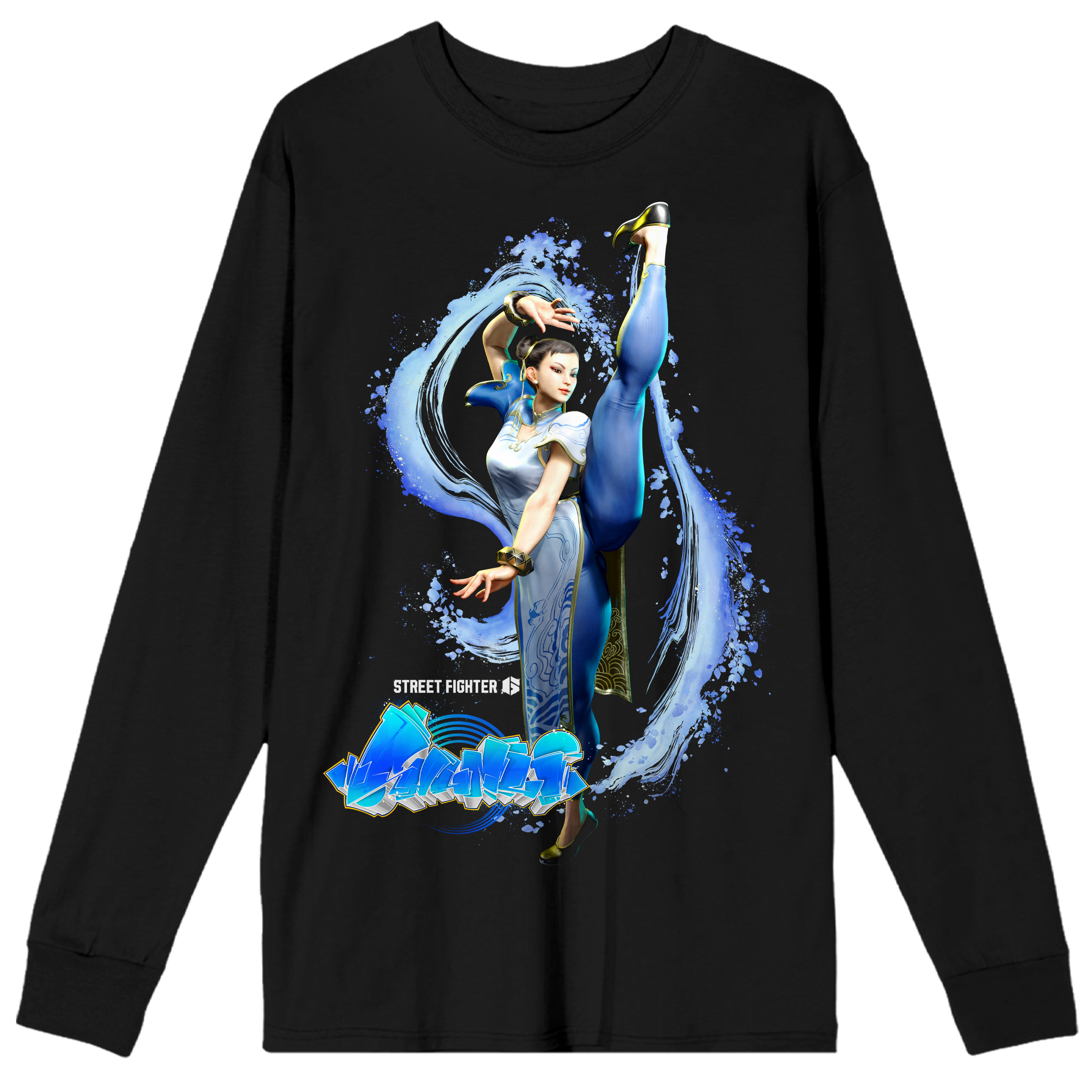 Street Fighter VI Chun Li Graffiti Name Crew Neck Long Sleeve Black ...