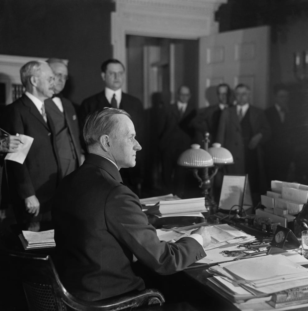 President Calvin Coolidge Signing The United States Revenue Act Of 1926 ...