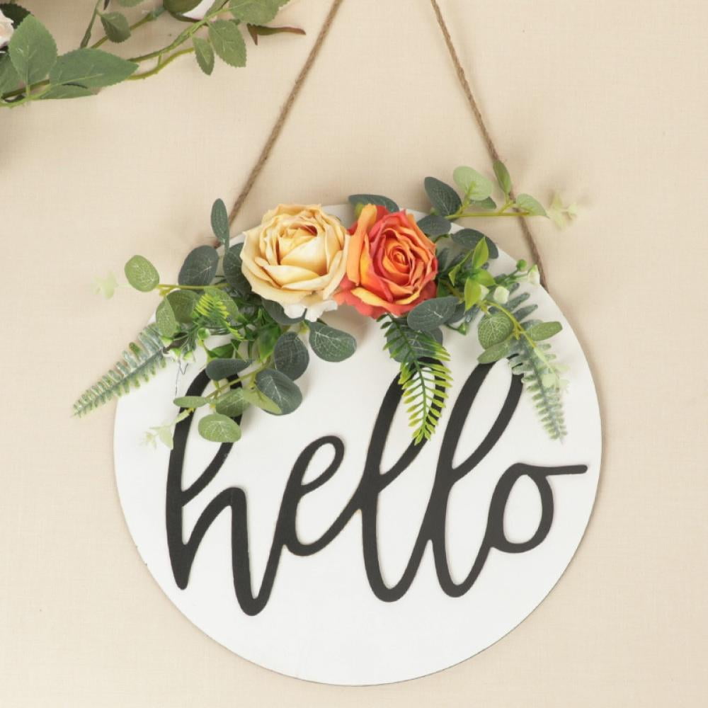 Welcome Sign Hello Front Door Round Wood Sign Hanging Welcome Sign for ...