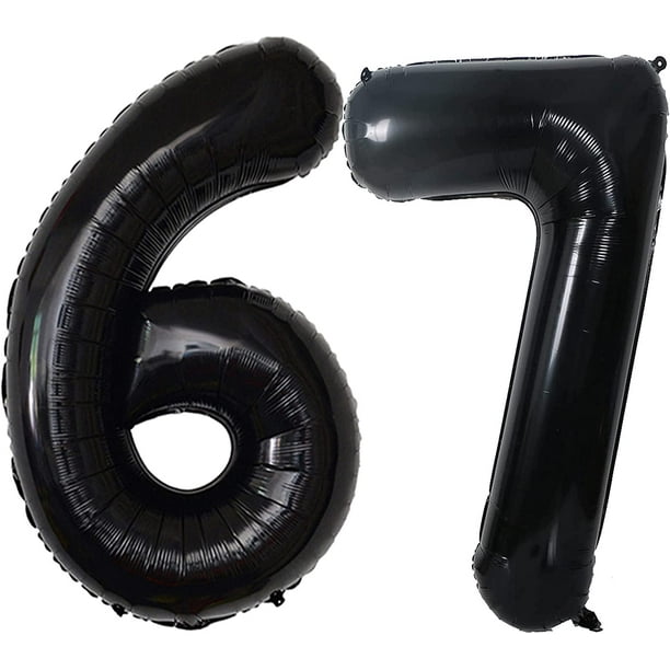 ZHOUY Black 67 Balloon Numbers 67 Foil Mylar Helium Balloon Numbers ...