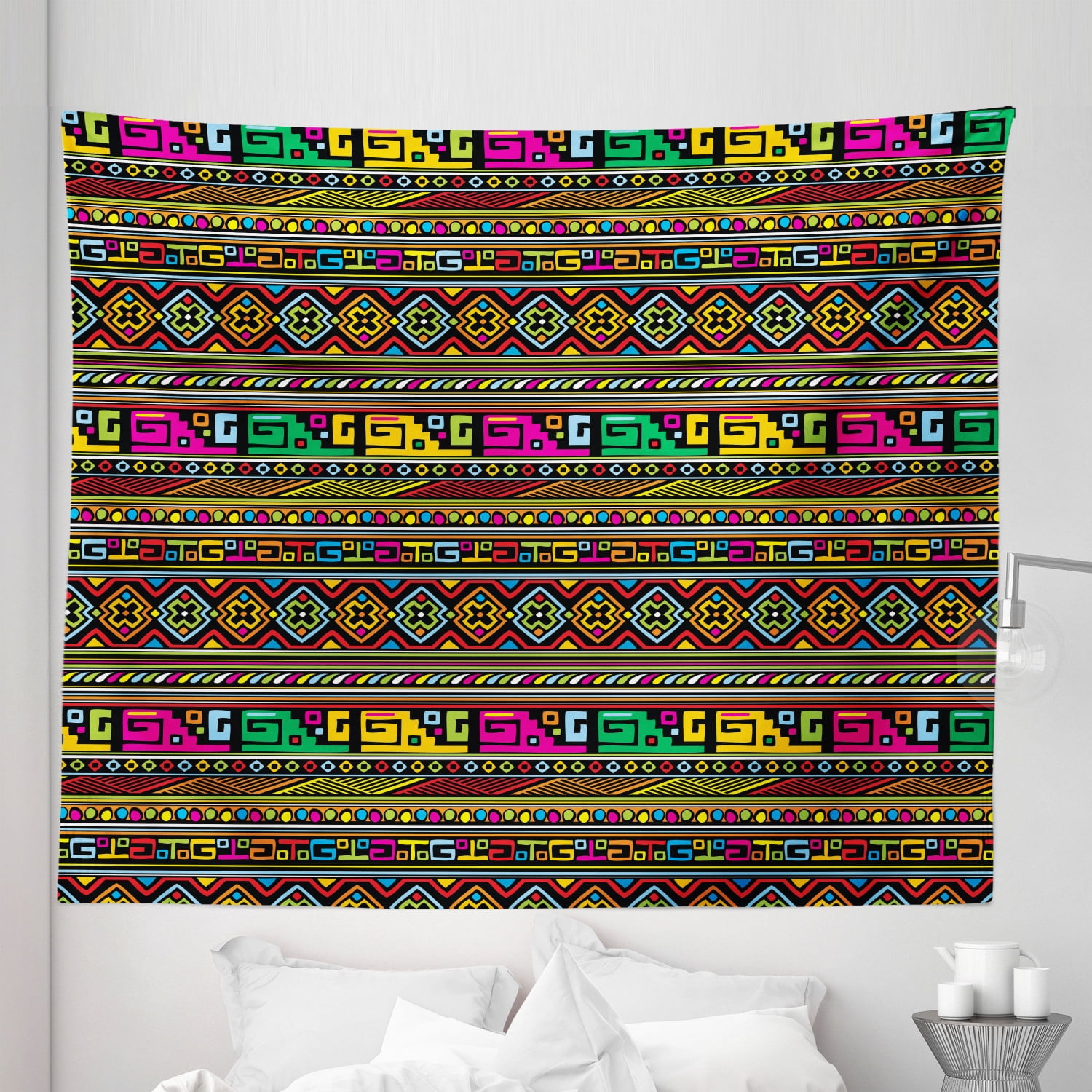 African Tapestry, Ancestral Borders in Lively Colors Geometric ...