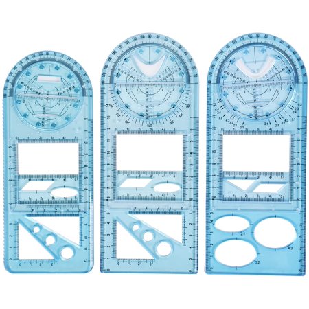 Multifunctional Geometric Ruler for Drawing, 3 Pack Geometric Drawing ...