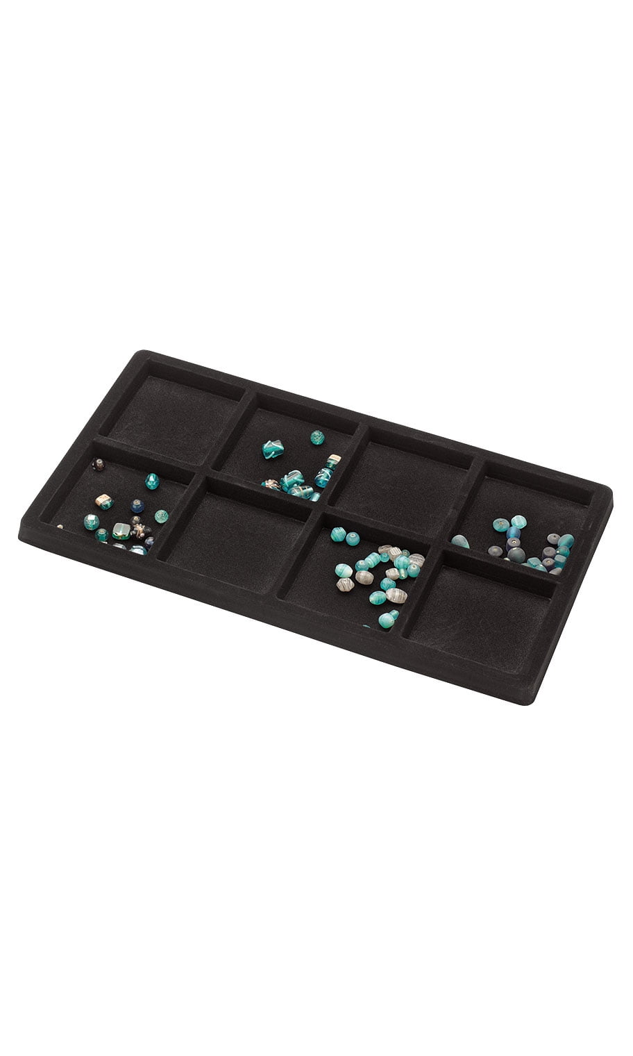 8 Section Black Flocked Tray Inserts - 14"L x 7-1/2"W - Set of 3 ...