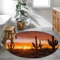 4ft Round Rug Western Cactus Sunset Area Rugs for Living Room Bedroom ...