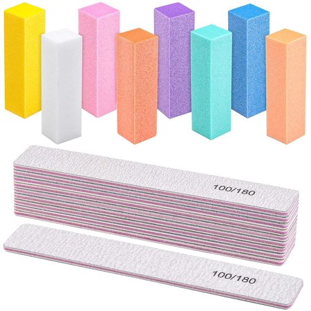 SHTUUYINGG18 Count 100/180 Grit Nail Files and Buffers Kit Double Sided ...