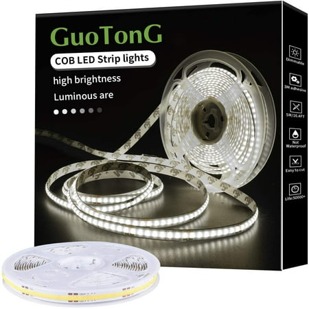 COB LED Strip Lights, HTAIGUO 16.4ft Blue LED Lights, Flexible Cuttable ...