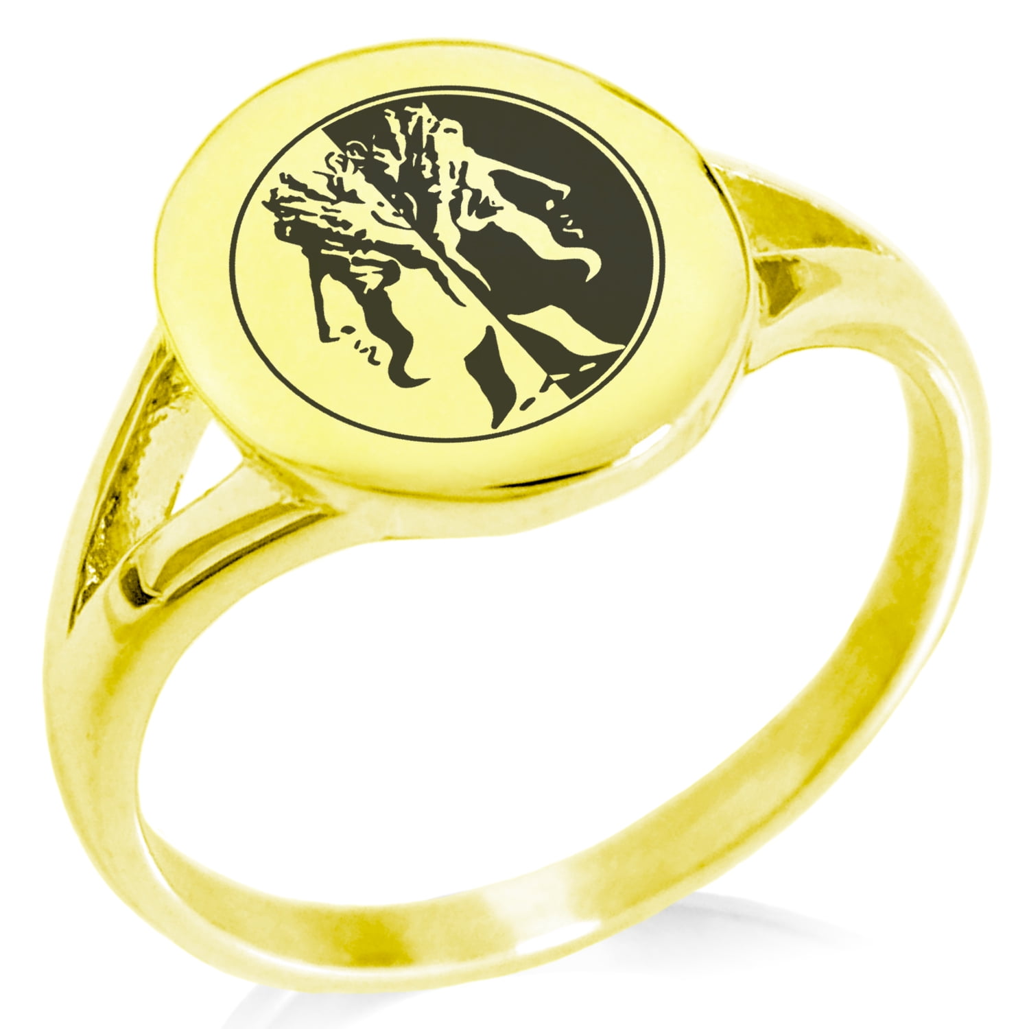 Stainless Steel Janus Greek God of Beginnings Minimalist Oval Top ...