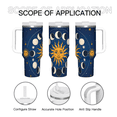 40 oz Insulated Tumbler with Handle & Straw, Navy Blue Sun Moon Phase ...