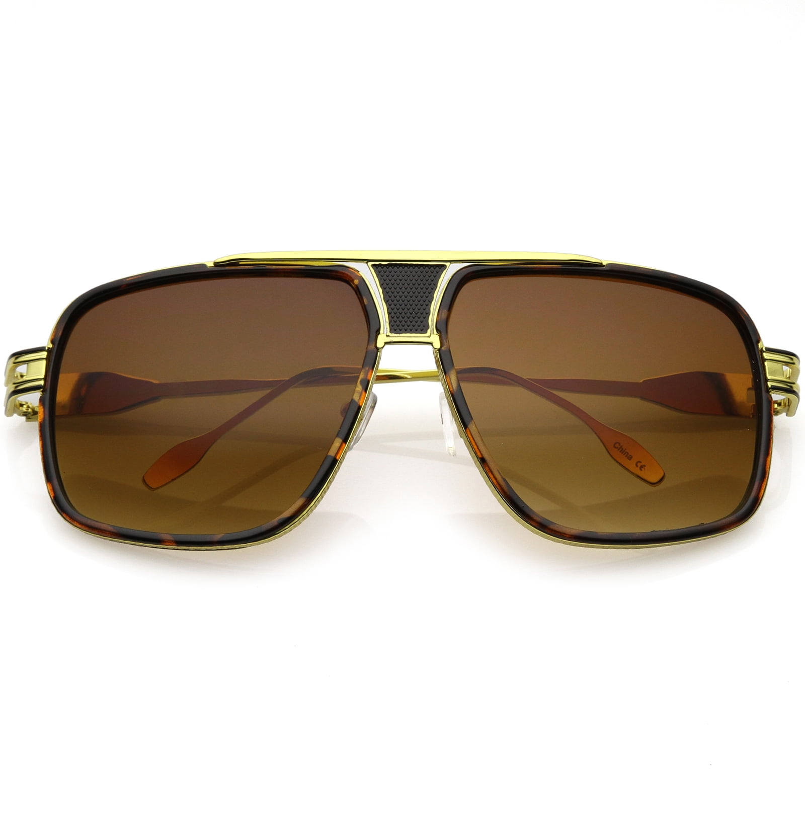 Retro Oversize Aviator Sunglasses Cut Out Flat Top Crossbar Neutral ...