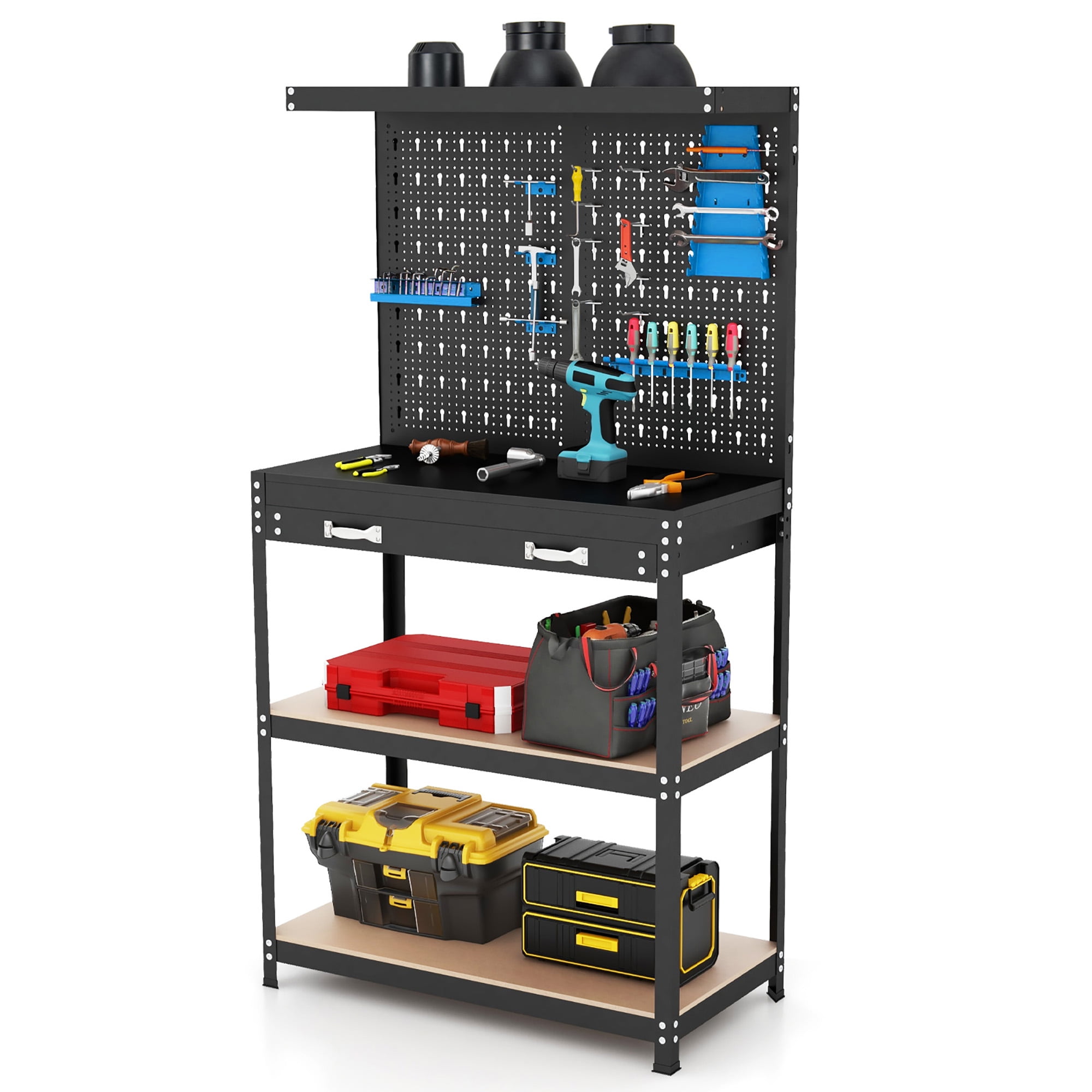 Click here for Gymax Multi-Use Workbench W/ 2 Shelves Heavy-Duty... prices