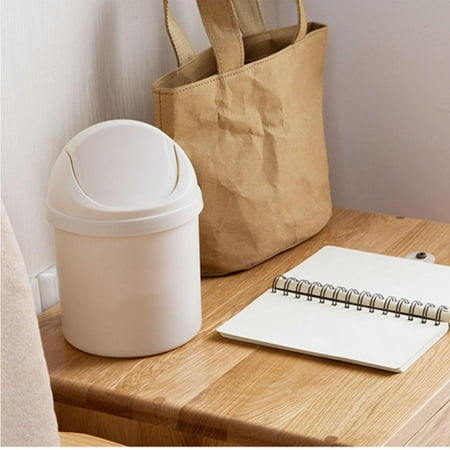 Home Office Table Trash Can,Plastic Mini Trash Can with Swing-Top Lid ...