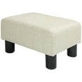 HOMCOM 16" Cube Modern Linen Fabric Pouf Footrest Ottoman - Beige ...