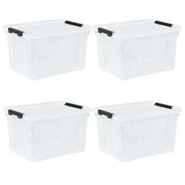 Rinboat 4-Pack Large Clear Plastic Storage Box with Rolling Lids, Heavy ...