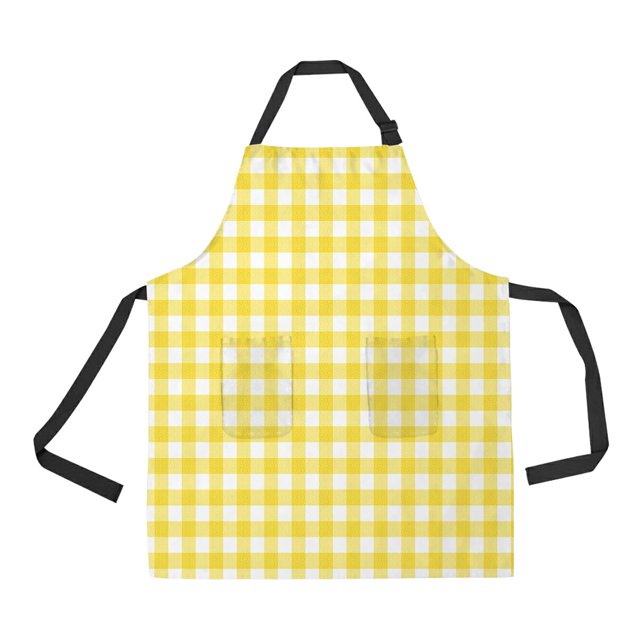 ABPHQTO A Pastel Yellow Gingham Apron Home Kitchen Apron with Pockets ...