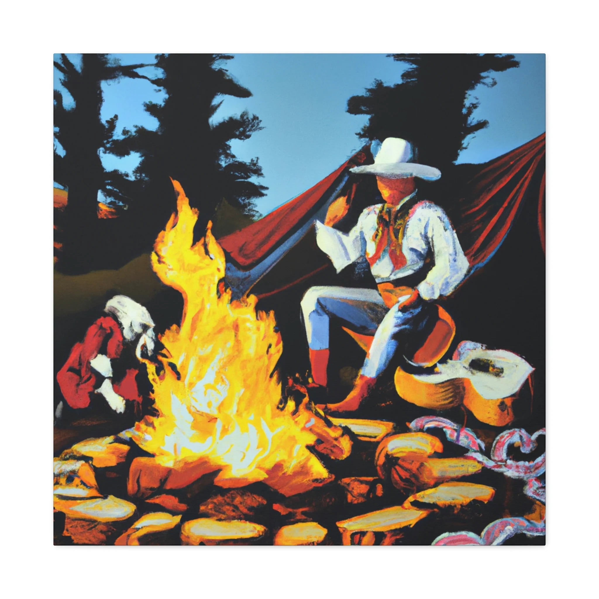 “Campfire in Moonlight. - Canvas - Walmart.com