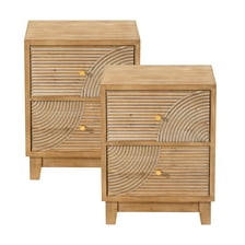 GDF Studio Valdosta Boho Handmade Mango Wood Nightstand with 3 Drawers ...