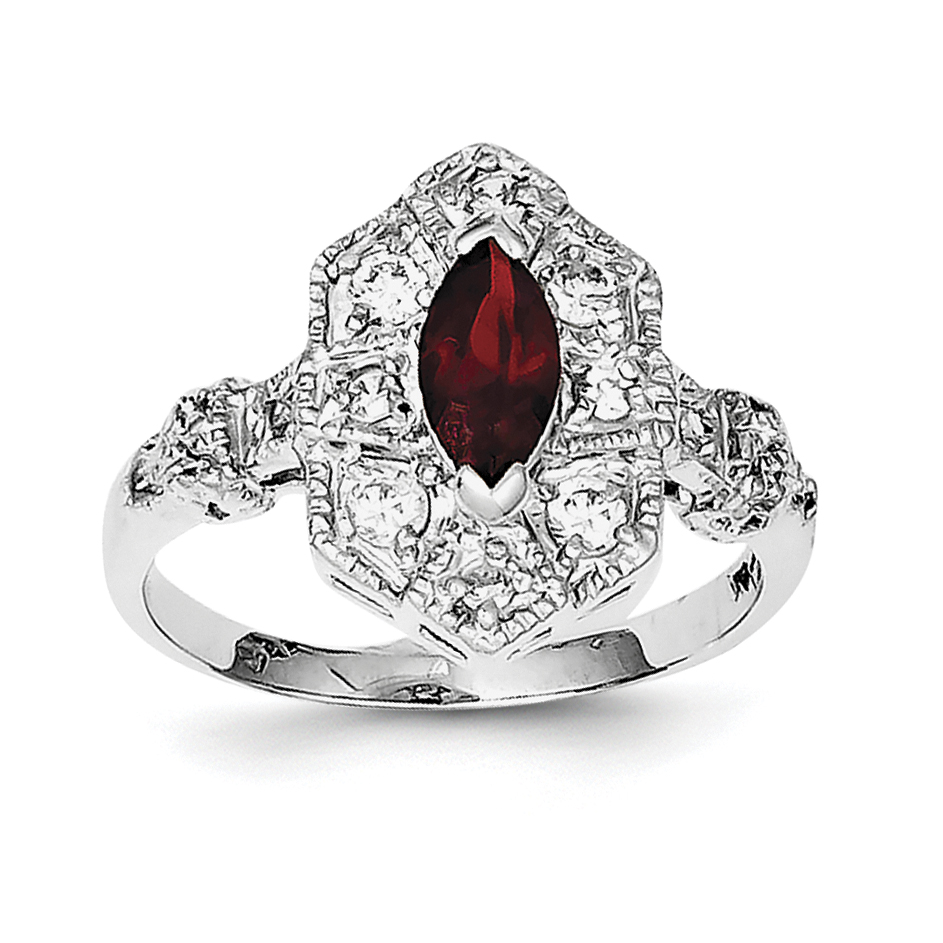 Sterling Silver Dark Red Marquise Cubic Zirconia Ring - Walmart.com