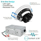 Luxrite 3 Inch Gimbal LED Recessed Light, 5CCT Selectable 2700K-5000K ...