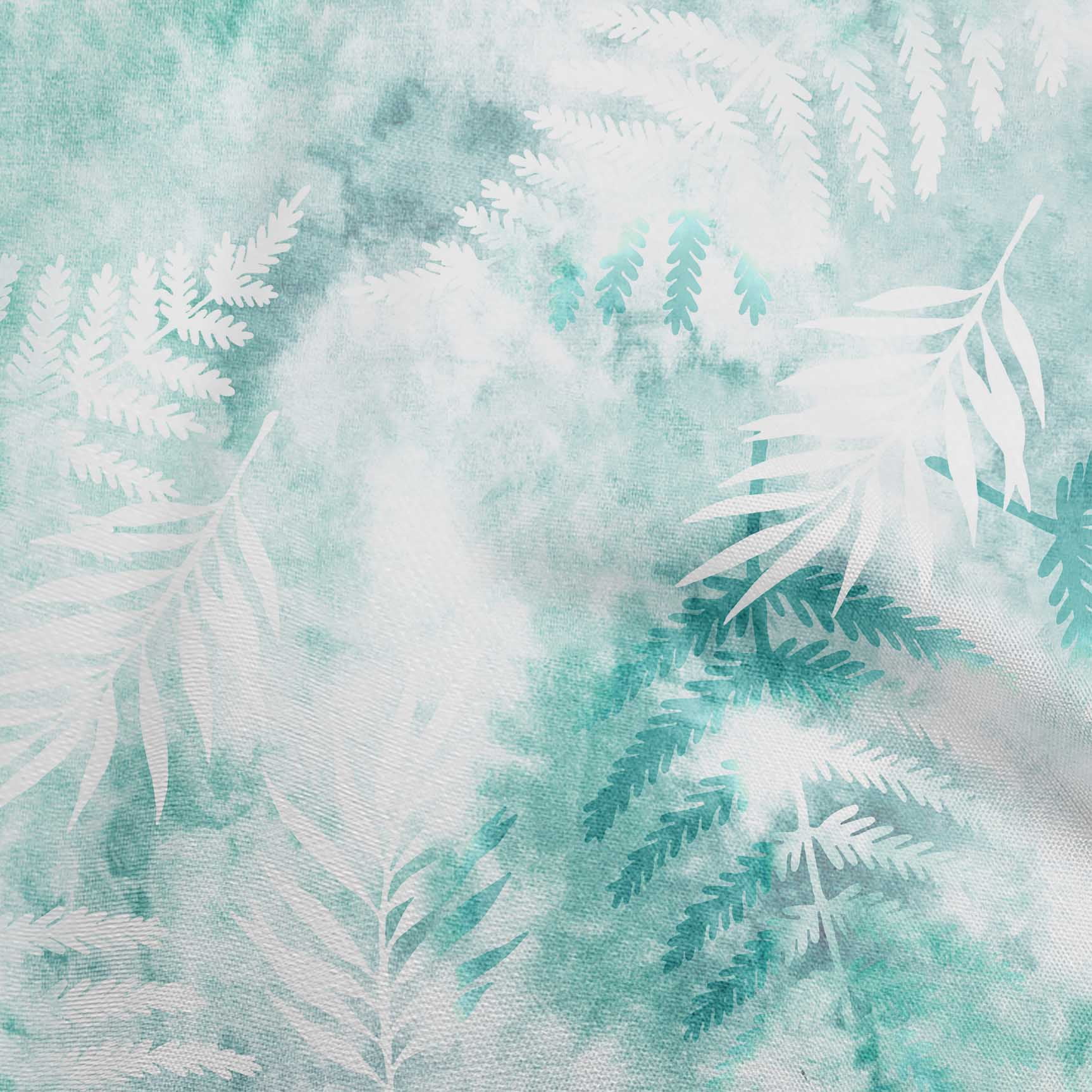 oneOone Viscose Chiffon Turquoise Green Fabric Tropical Watercolor ...